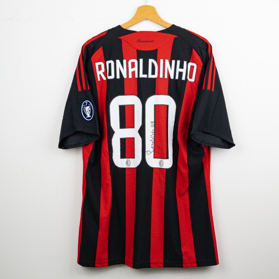 AC Milan Adidas Ronaldinho 80 2008/2009 Home Shirt Signed – LE 7 SORELLE